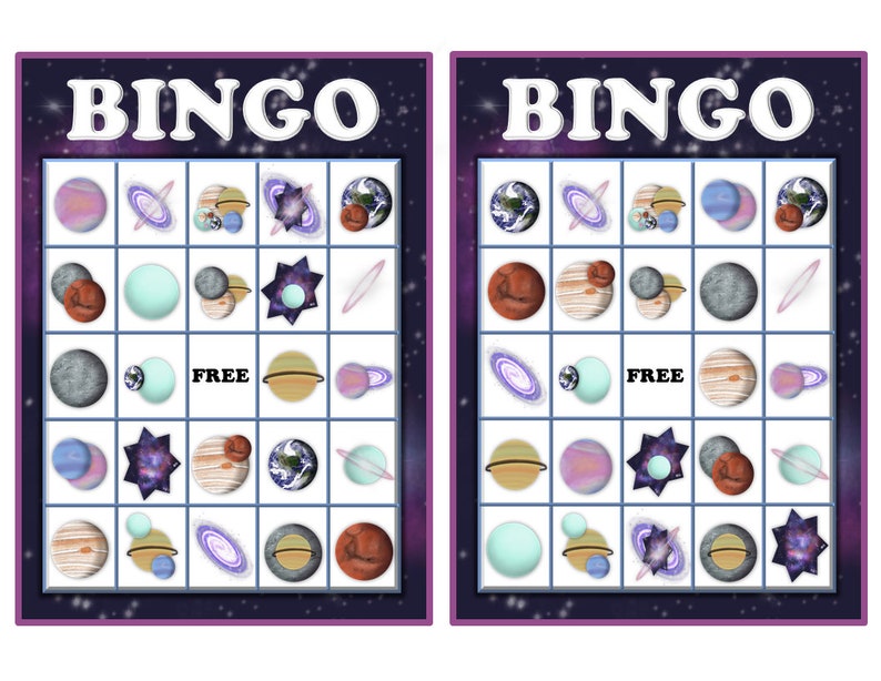 Solar System Printable Bingo Cards-planets-outer Space - Etsy