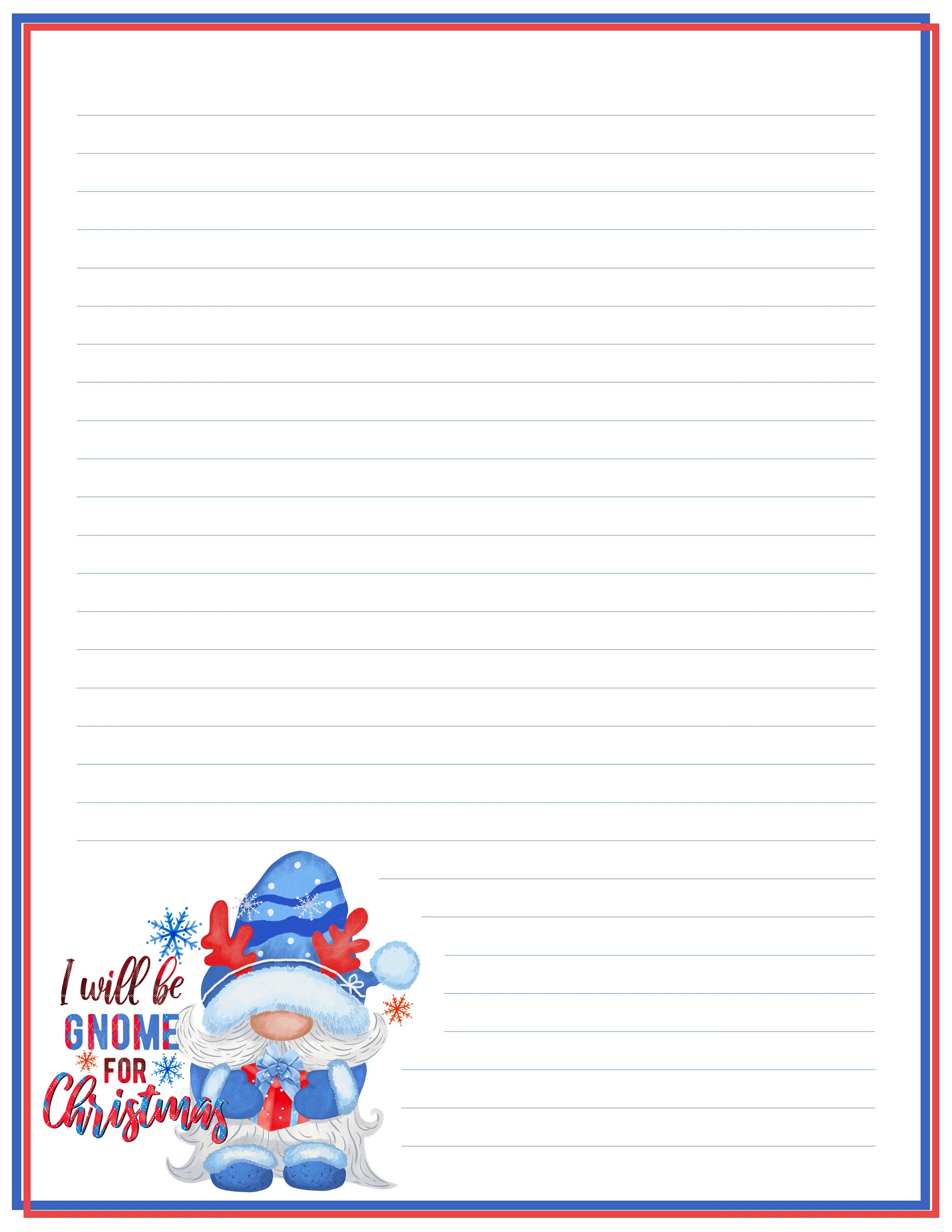 Christmas Gnomes ~ Christmas Stationery Printable ~ Downloadable ...