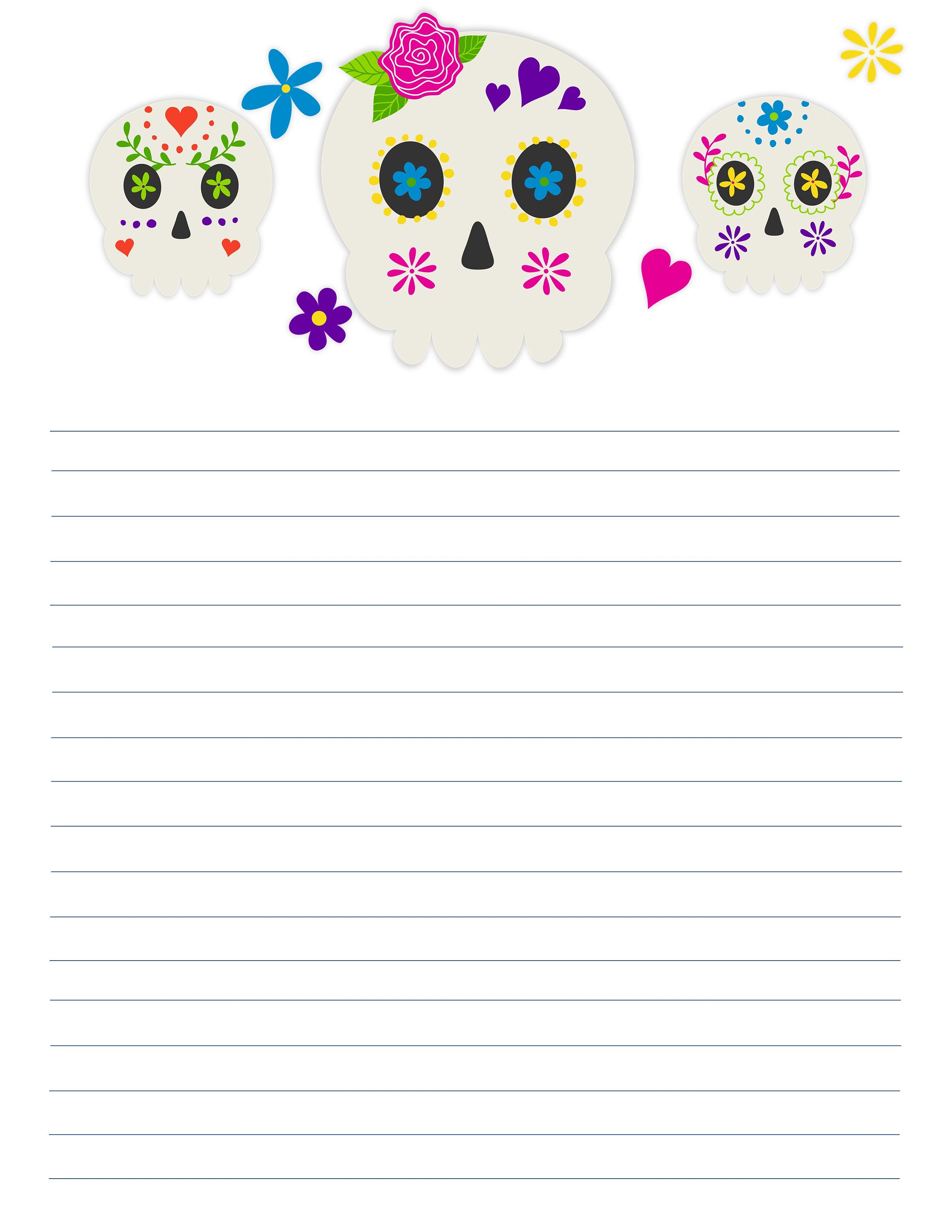 Sugar Skull Digital Stationary/sugar Skull Girl Stationery/day of the ...