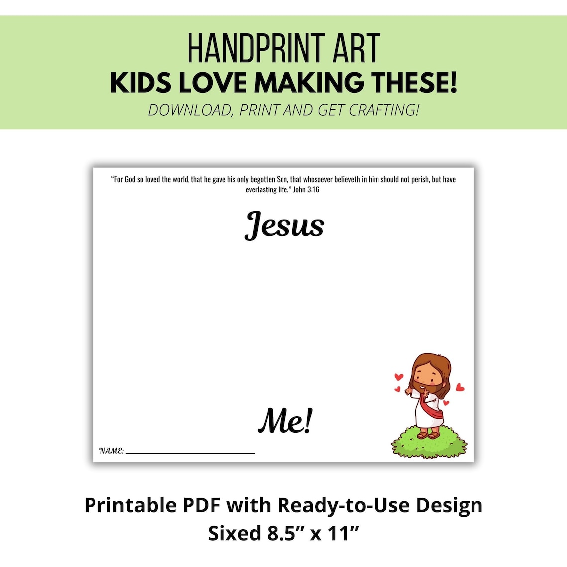 Jesus Loves Me Handprint Art: Sunday School Craft (PDF) - Etsy