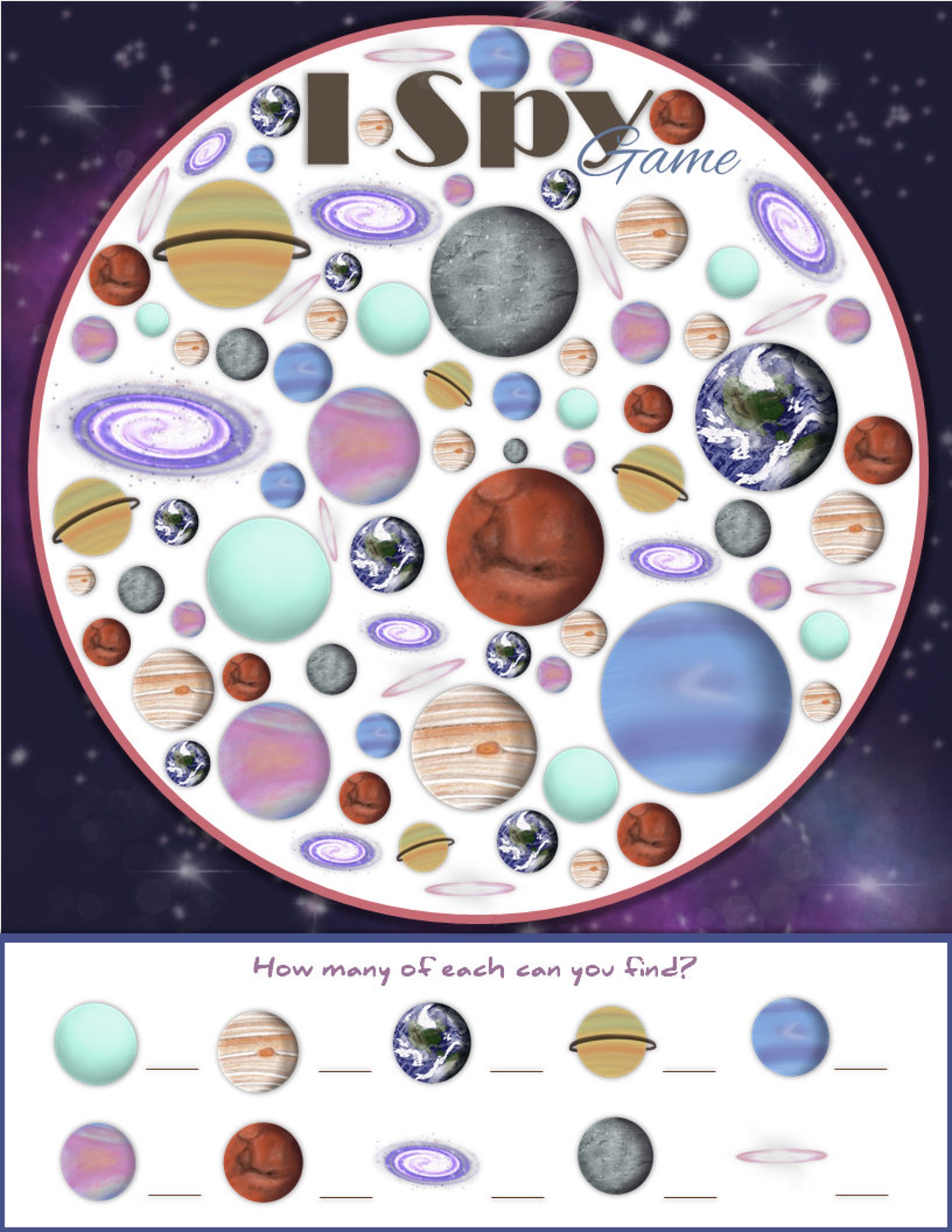 Outer Space Printables-planet-themed Game Pack - Etsy