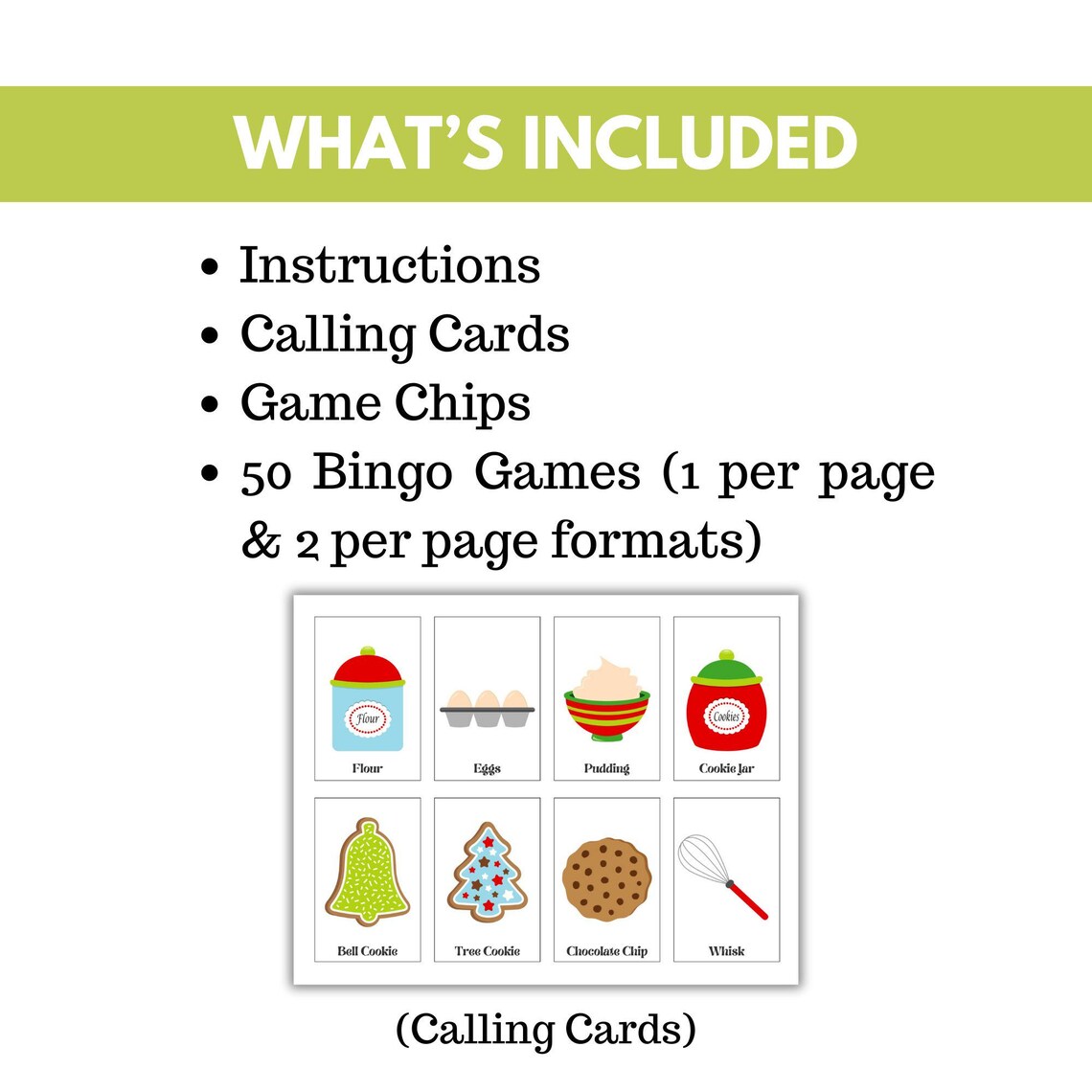 Baking Bingo for the Holidays, Christmas Bingo, Christmas Party Game ...