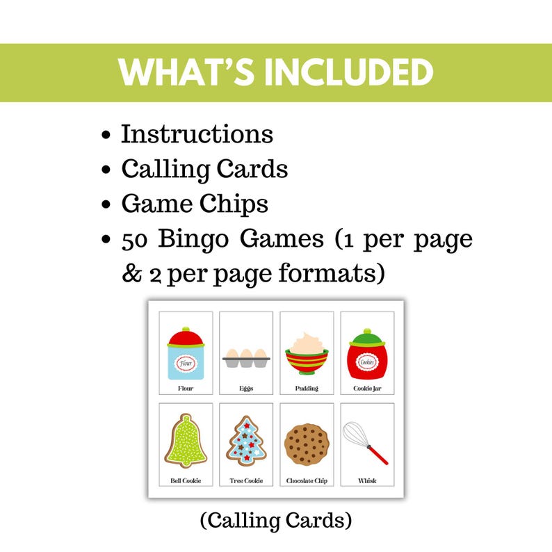 Baking Bingo for the Holidays, Christmas Bingo, Christmas Party Game ...