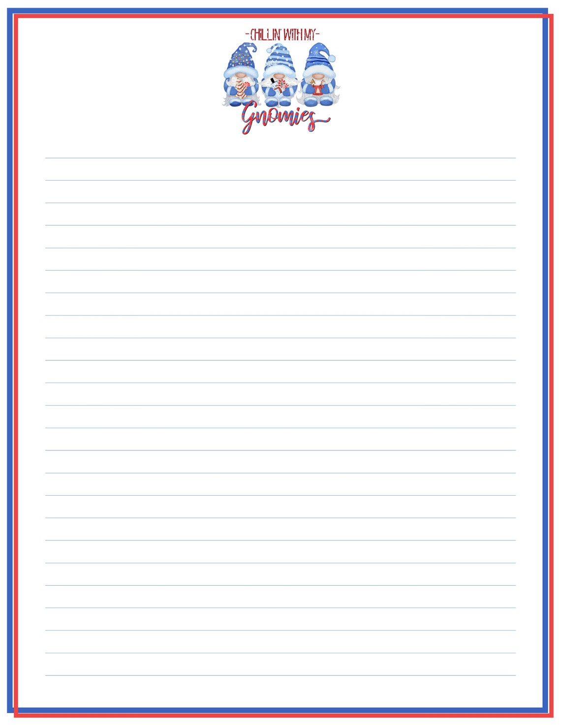 Christmas Gnomes Christmas Stationery Printable Downloadable Christmas ...