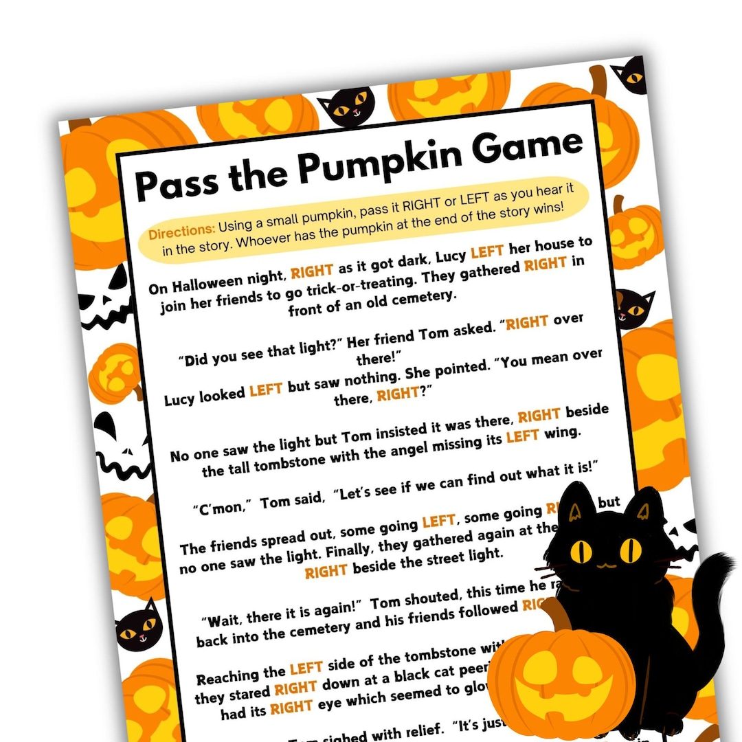 Pass the Pumpkin Game Halloween Printable, Halloween Left Right Game ...