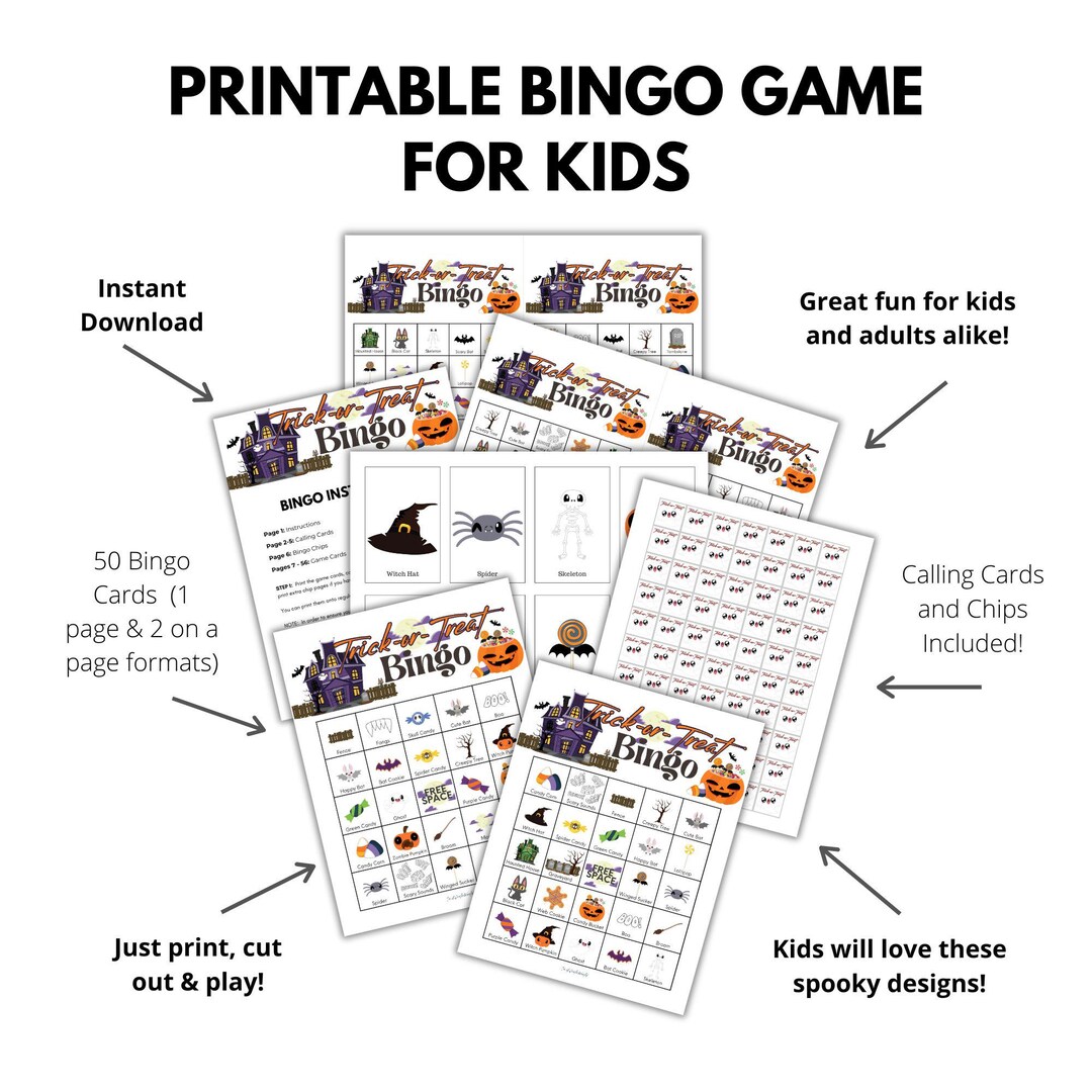 Halloween Bingo Printable Party Game for Kids and Classrooms - Etsy