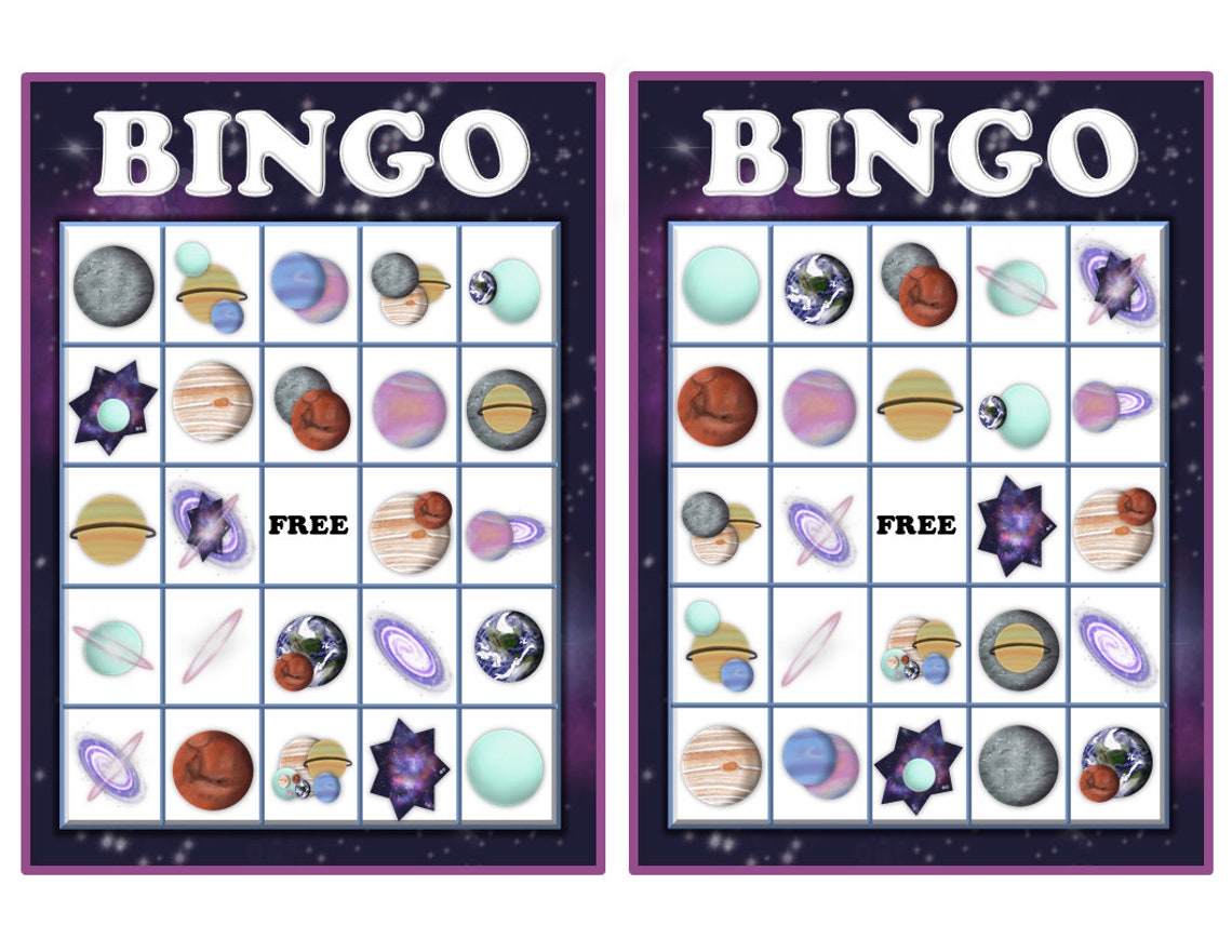 Solar System Printable Bingo Cards-Planets-Outer Space | Etsy