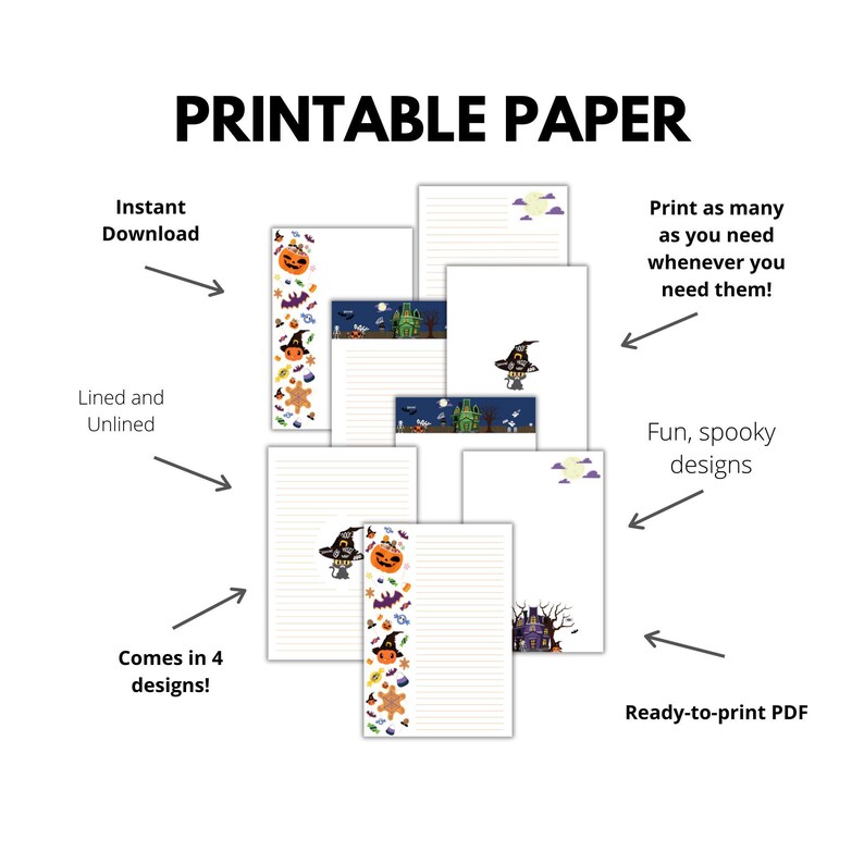 Printable Halloween Stationery Set - Cute Letter Papers for Kids and ...