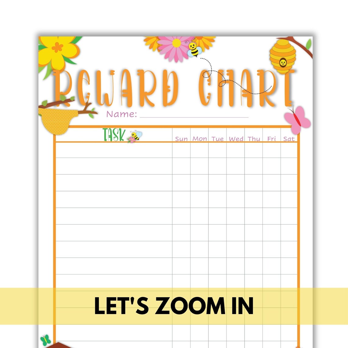 Honeybee Kids Chore Chart & Reward Chart Printable | Bee-themed ...