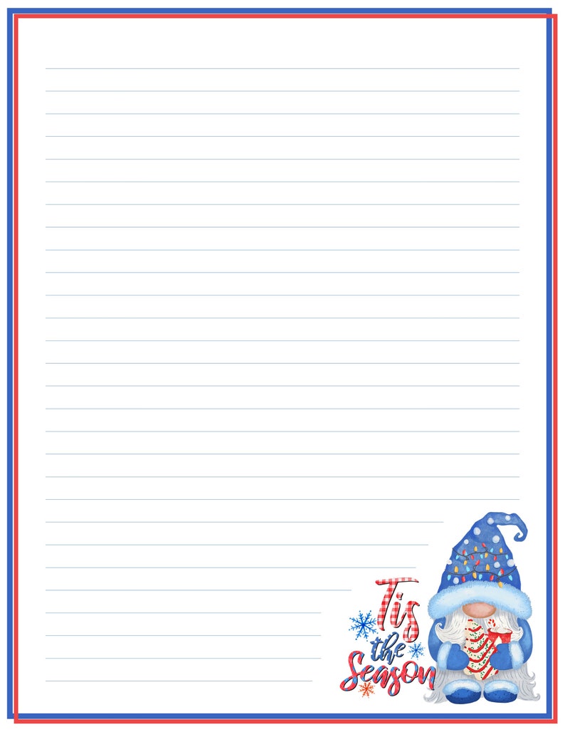 Christmas Gnomes ~ Christmas Stationery Printable ~ Downloadable ...