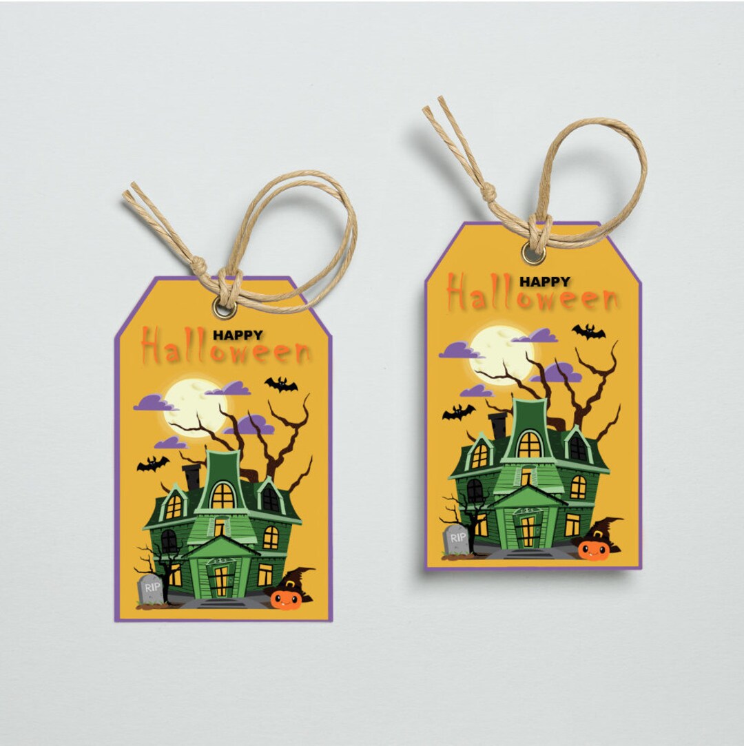 Haunted House Favor Tags, Printable Halloween Tags, Halloween Favor ...