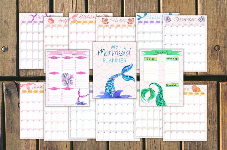 Mermaid Planner ~ Printable Planner Mermaid Themed ~ Planners for Girls ...