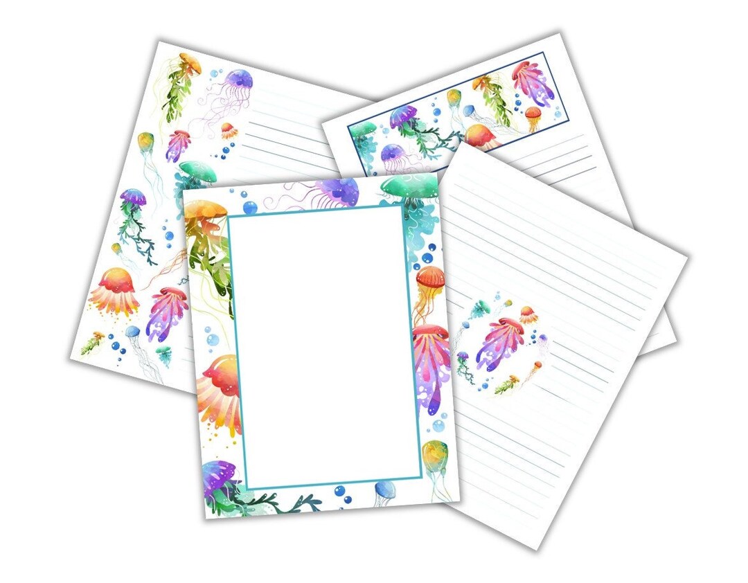 Printable Stationery, Jellyfish Stationary Set, Letter Writing Paper ...