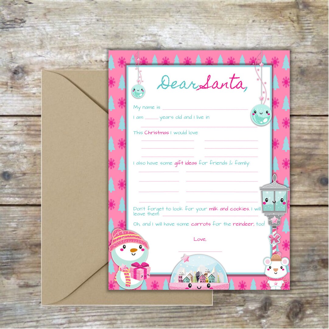Carta de Santa Claus para niños Plantilla de carta a Santa - Etsy España