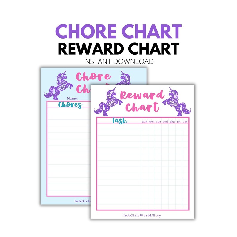 Chore Chart & Reward Chart Set ~ Responsibility Chart ~ Chore Chart ...