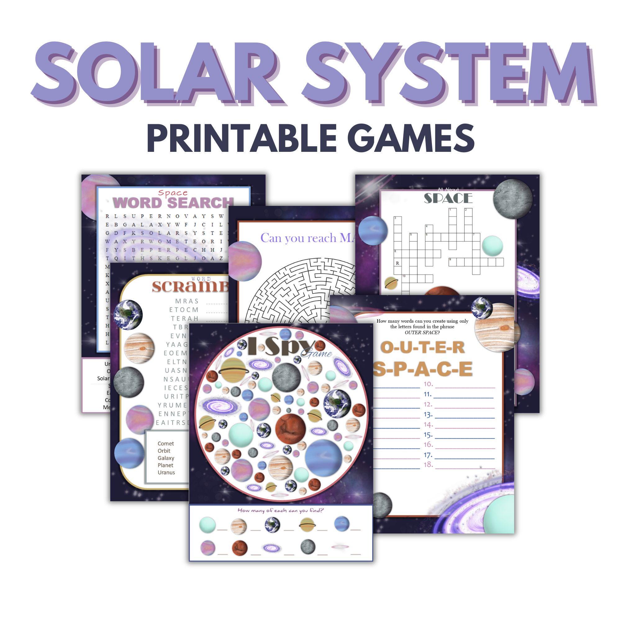 Solar System Printable Games for Kids - Educational Homeschool Activity ...