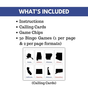 Fifty States Bingo, Bingo Cards for Kids, Educational Games, US State ...