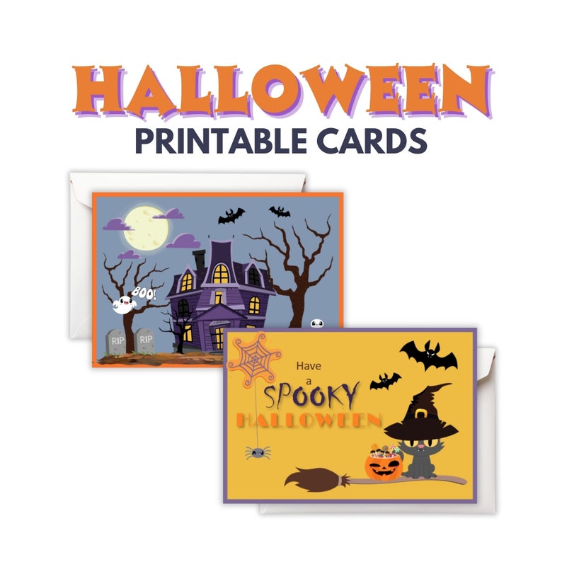 Kid's Halloween Cards, Happy Halloween Cards for Kids, Blank Halloween ...