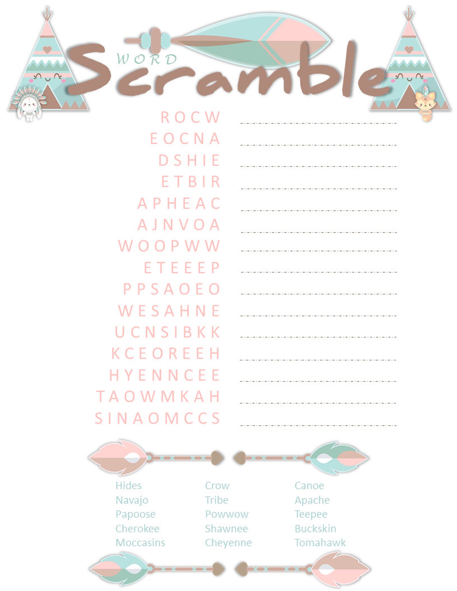 Tribal Games-printable Games for Kids - Etsy