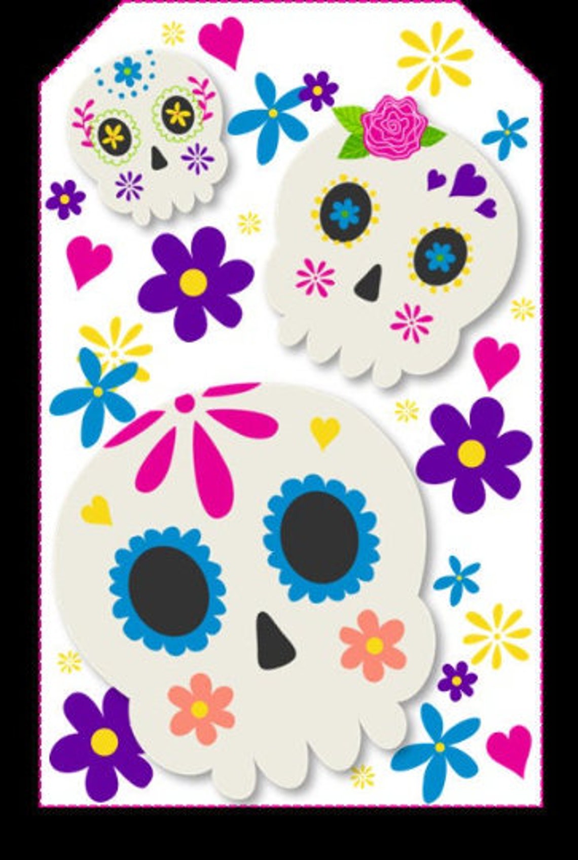 Sugar Skulls Gift Tags, Halloween Favor Tag, Dia De Los Muertos ...