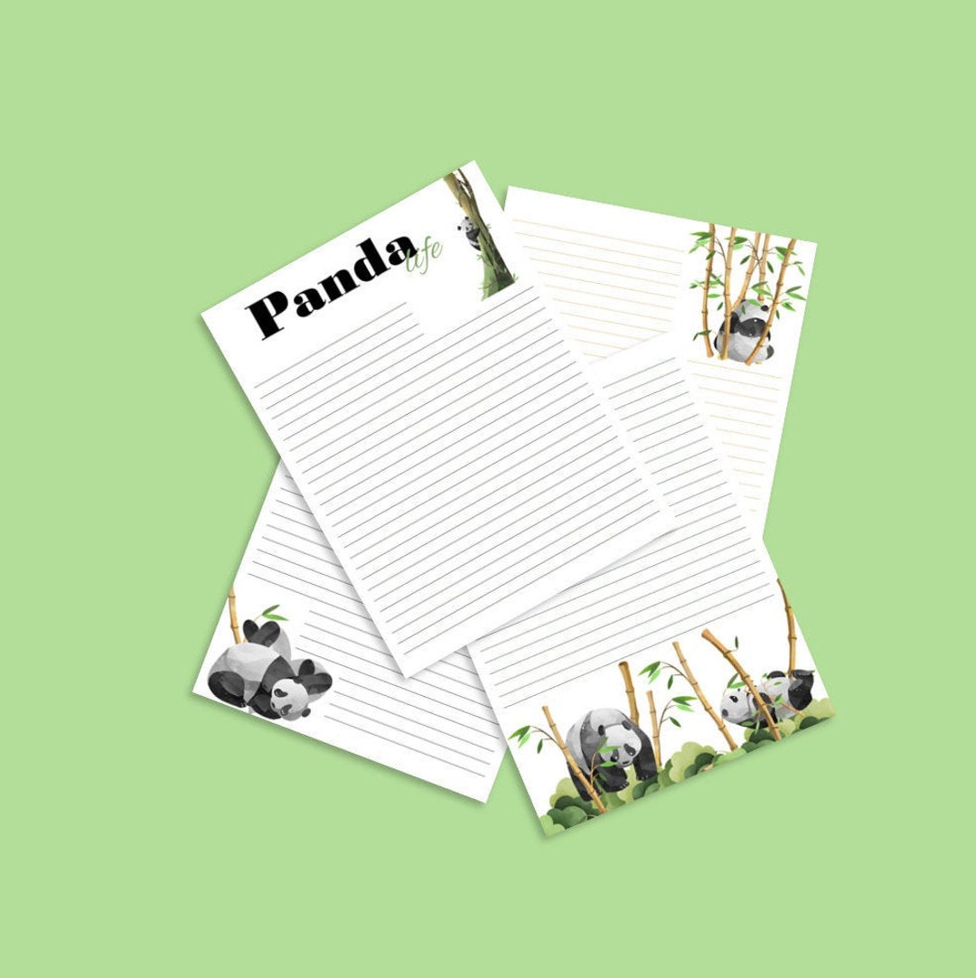 Panda Stationery/printable Stationary/panda Bear - Etsy
