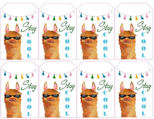 Printable Llama Party Favor Tags: Fiesta Birthday Gift Tags (digital ...