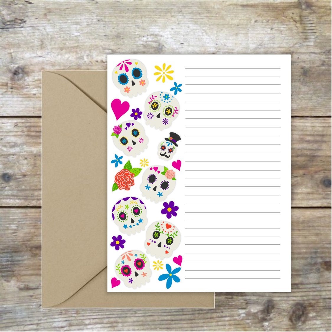 Sugar Skull Digital Stationary/sugar Skull Girl Stationery/day of the ...