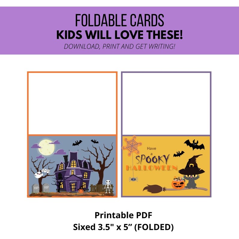 Kid's Halloween Cards, Happy Halloween Cards for Kids, Blank Halloween ...