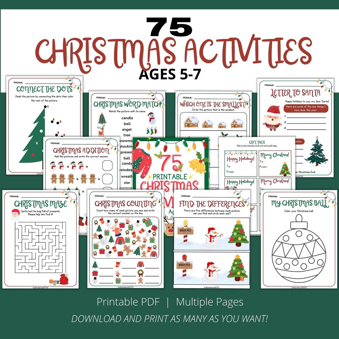 Fun Printable Christmas Activities for Kids 5-7 - Digital Download ...