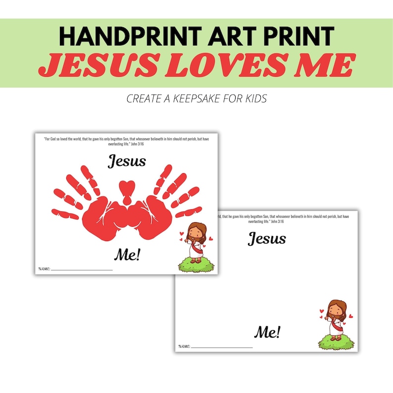 Jesus Loves Me Handprint, Jesus Loves Me Printable Template, Sunday ...