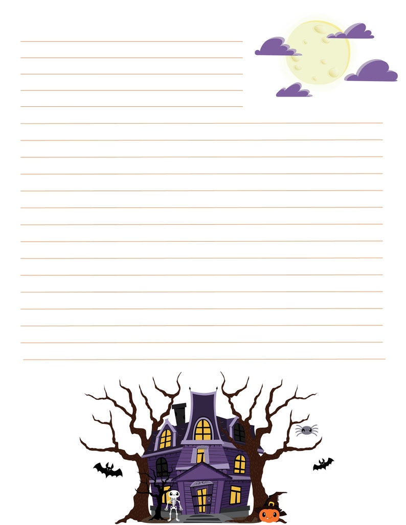 Printable Halloween Stationary Cute Halloween Letter Writing - Etsy