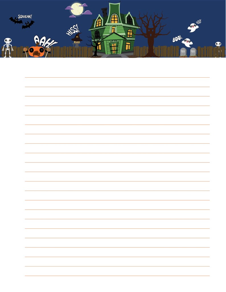 Printable Halloween Stationary Cute Halloween Letter Writing - Etsy