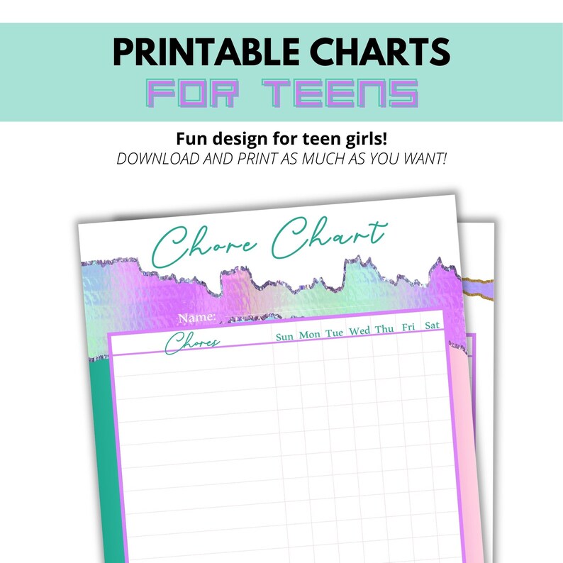 Chore Chart for Teens Chore Chart & Reward Chart Set Responsibility ...