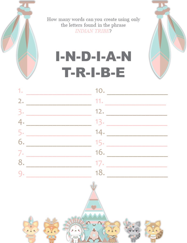 Tribal Games-printable Games for Kids - Etsy