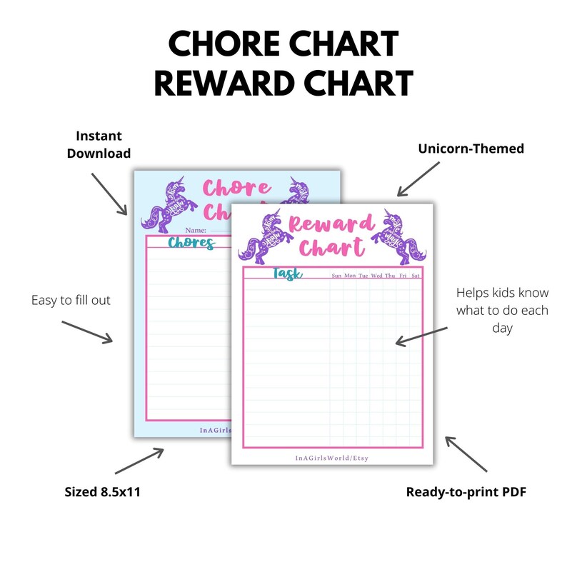 Chore Chart & Reward Chart Set ~ Responsibility Chart ~ Chore Chart ...