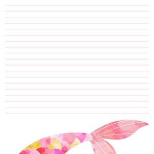 Mermaid Writing Paper ~ Mermaid Tail Stationery ~ Watercolor Mermaid ...