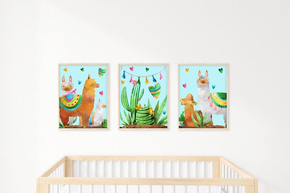 Llama and Cactus Nursery Wall Art Set of 3 Prints Desert - Etsy