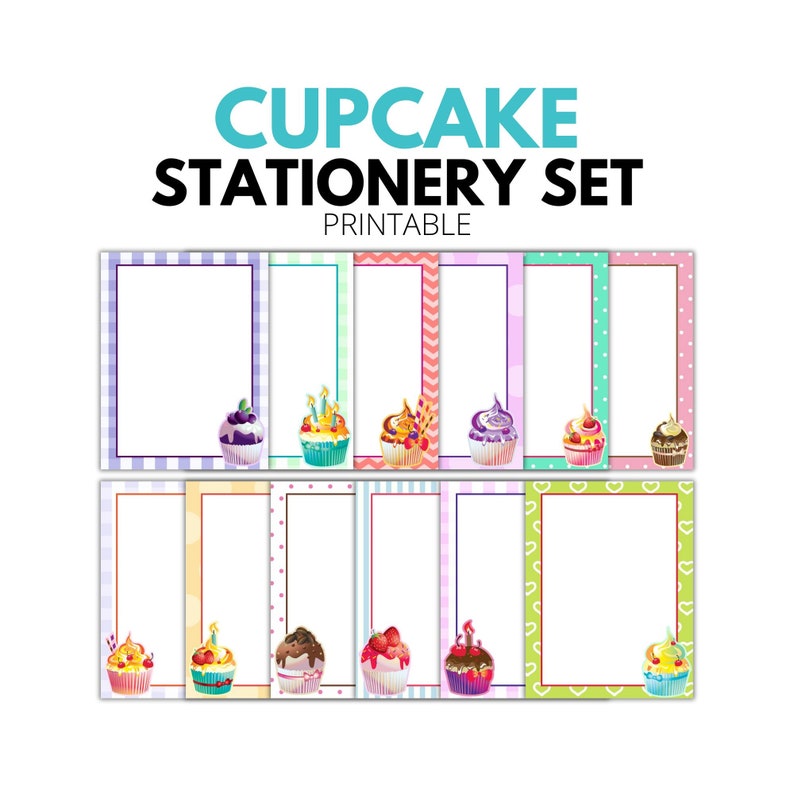 Watercolor Cupcake Stationery: Kids' Printable Writing Paper (8.5x11 ...