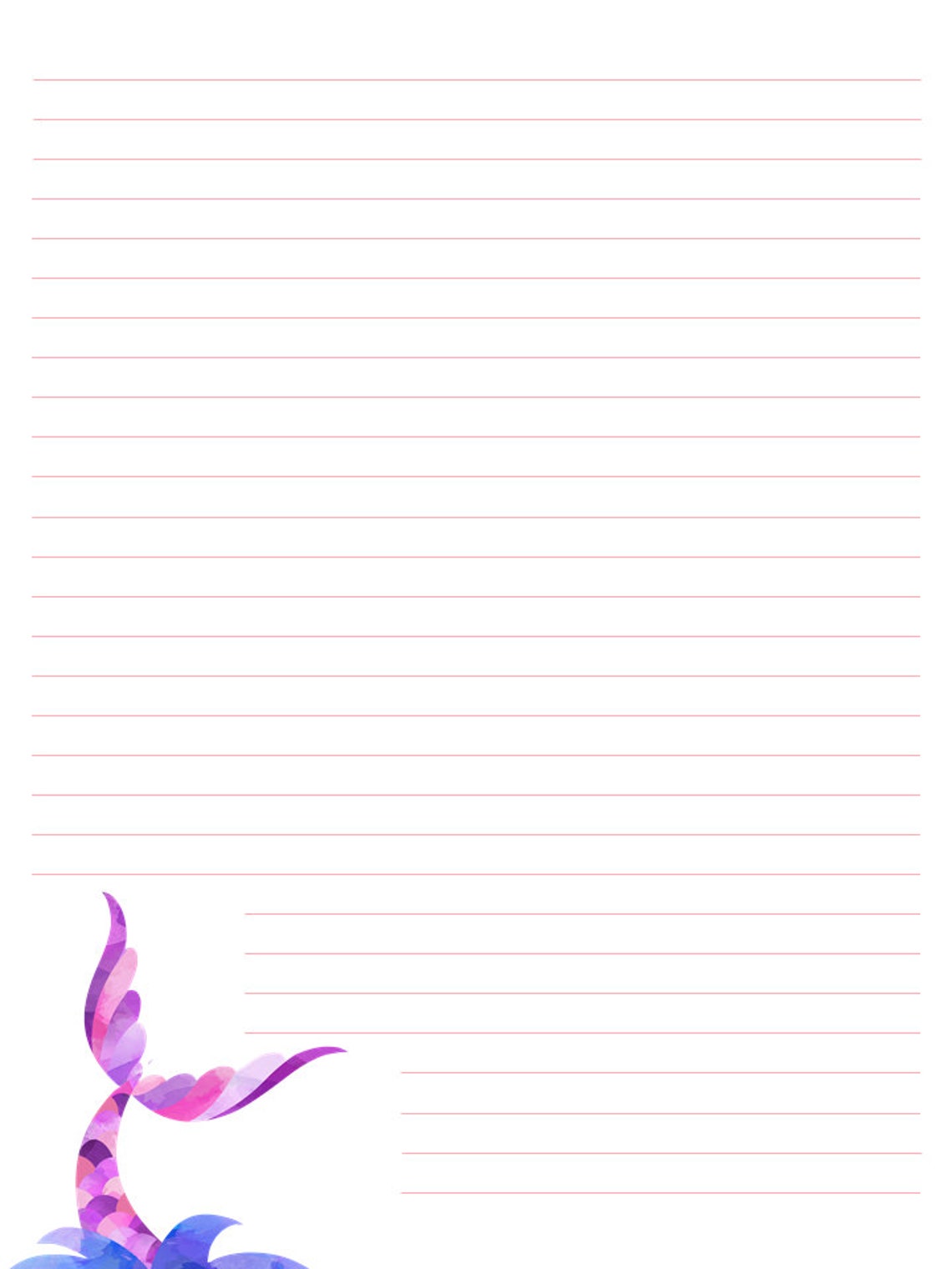 Mermaid Writing Paper ~ Mermaid Tail Stationery ~ Watercolor Mermaid ...