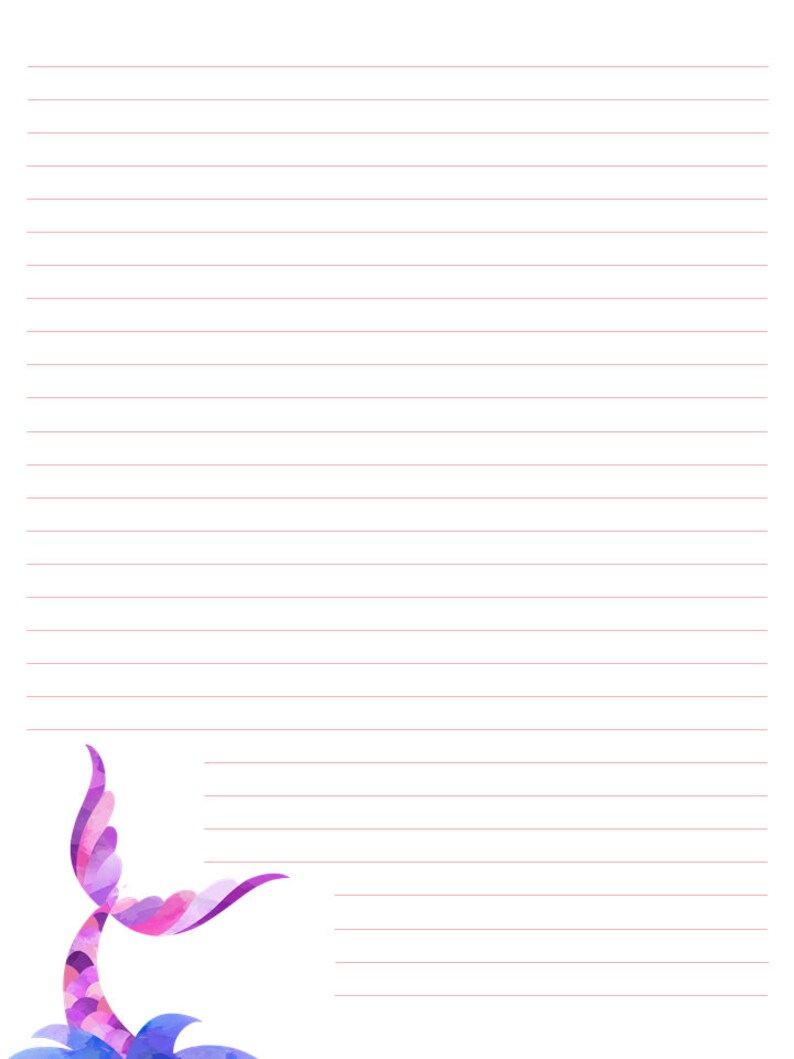Mermaid Writing Paper ~ Mermaid Tail Stationery ~ Watercolor Mermaid ...