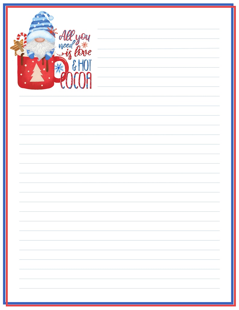 Christmas Gnomes ~ Christmas Stationery Printable ~ Downloadable ...