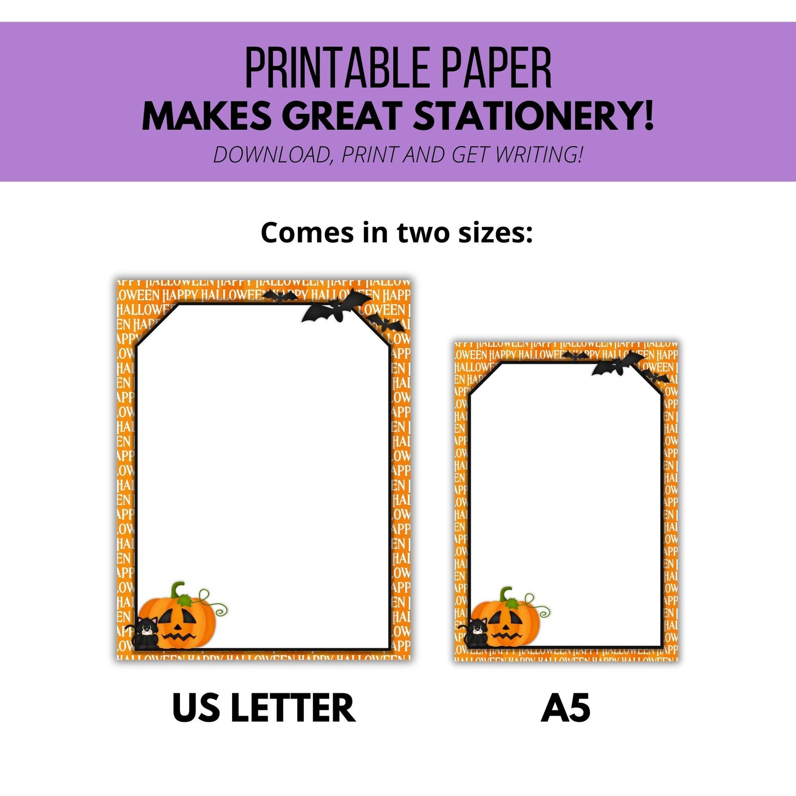 Spooky Halloween Printable Stationery Set for Letter Writing and Kids ...