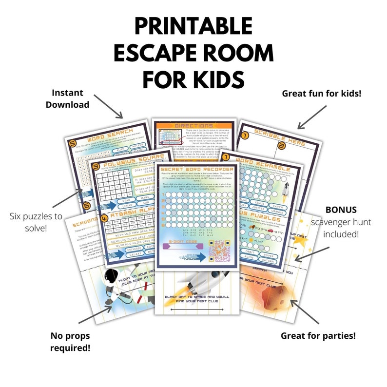 Escape Room Printable for Kids Space Escape Room Escape Room Party for ...