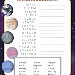 Outer Space Printables-planet-themed Game Pack - Etsy