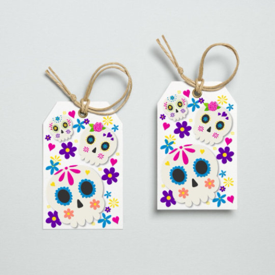 Sugar Skulls Gift Tags, Halloween Favor Tag, Dia De Los Muertos ...