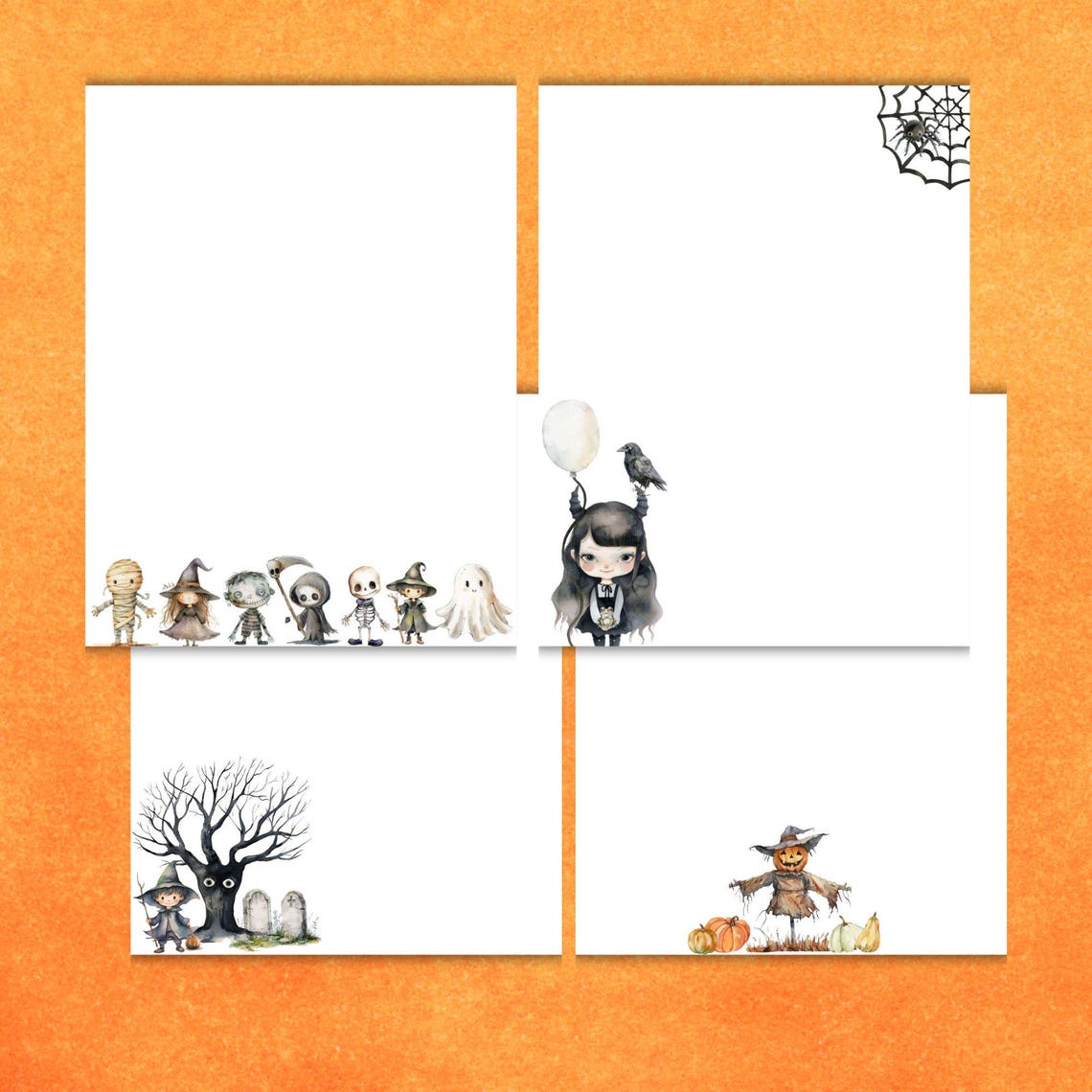 Gothic Halloween Printable Writing Paper With Lined Stationery Set for ...