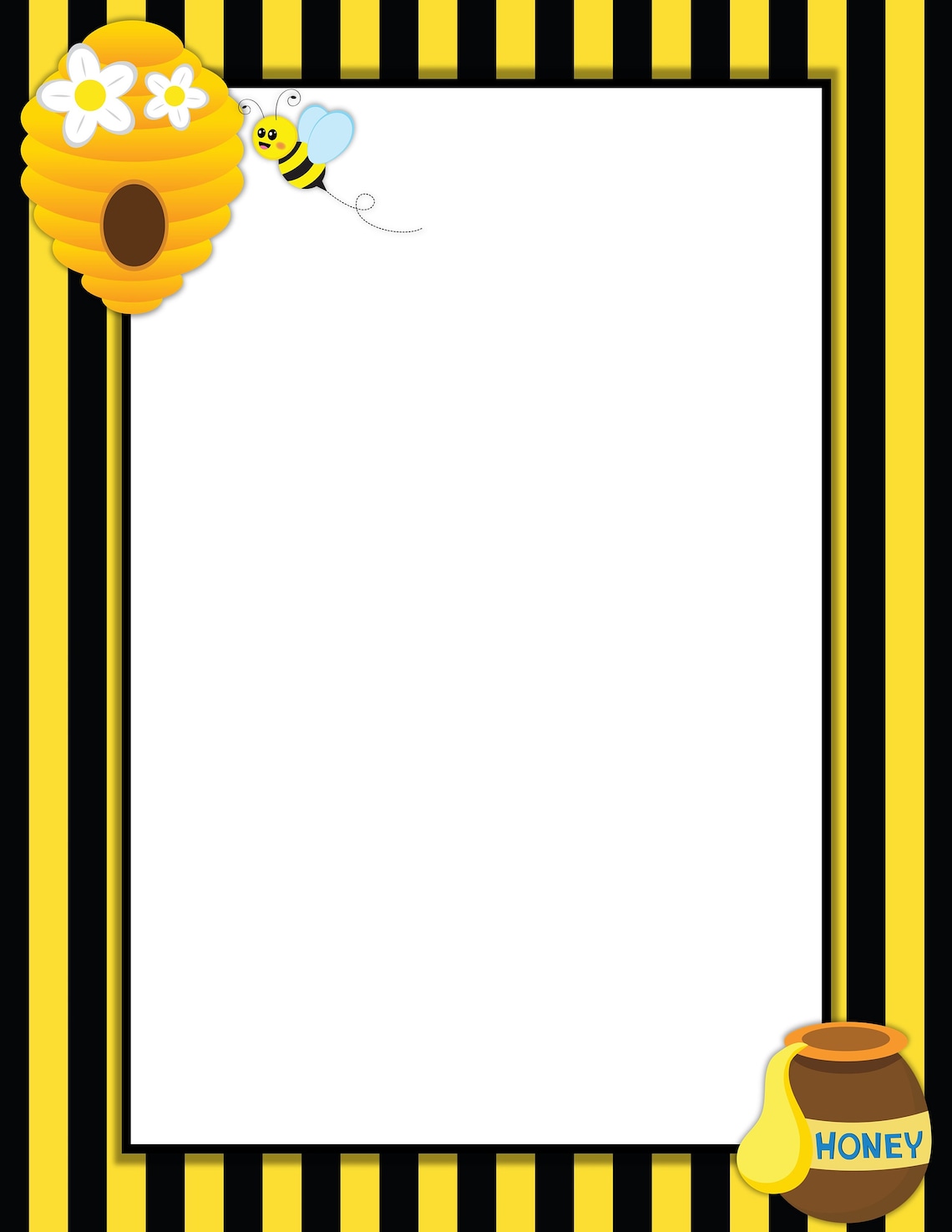 Bee Stationary Printable/honeybee Digital Paper Set/honey Bee Digital ...