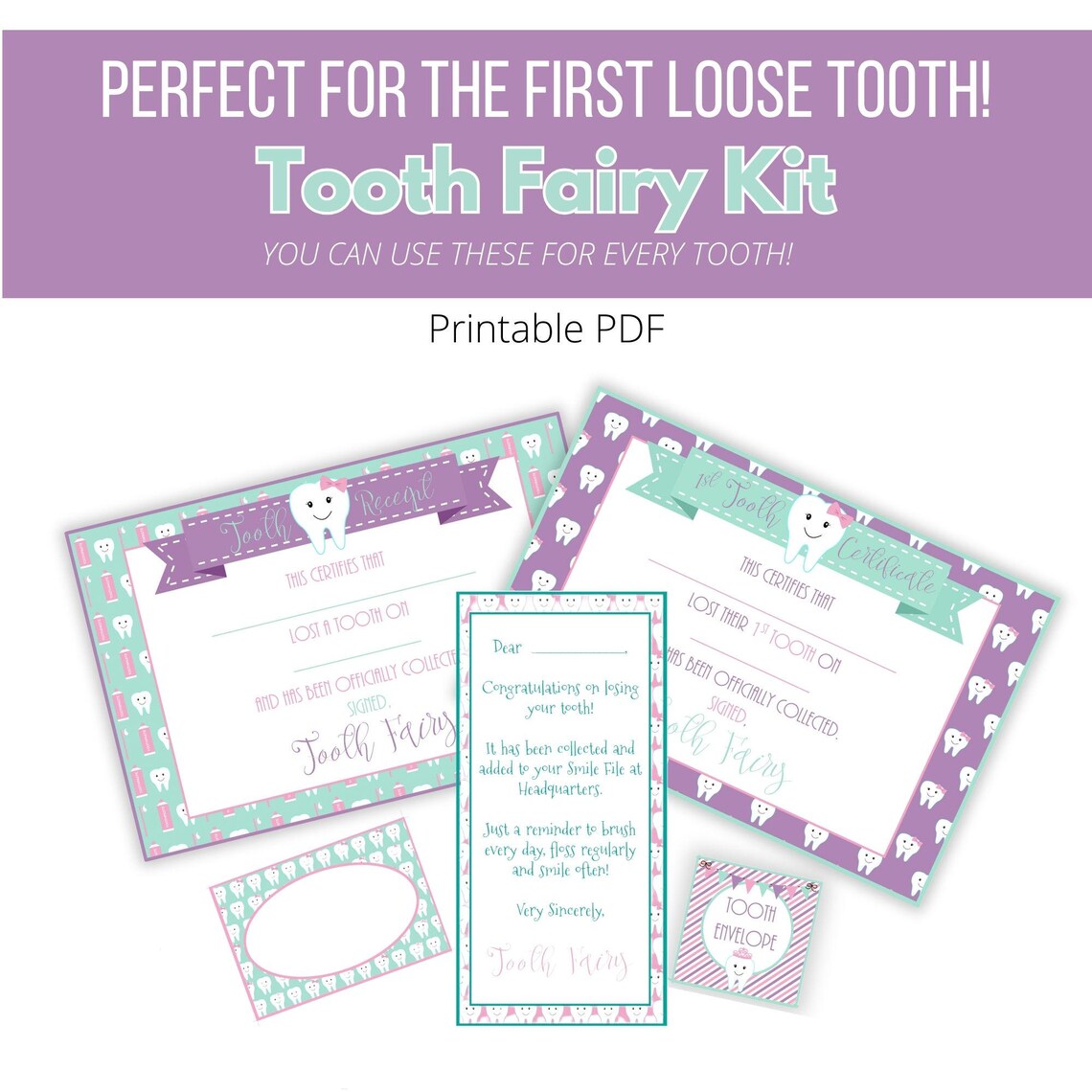 Miniature Tooth Fairy Letter Kit: Receipt & Certificate (digital ...