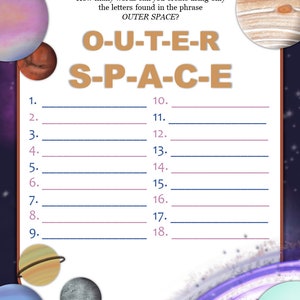 Outer Space Printables-planet-themed Game Pack - Etsy