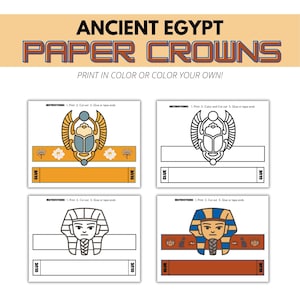 DIY Ancient Egyptian Paper Crown Craft Kit: Colorful Printable Headband ...